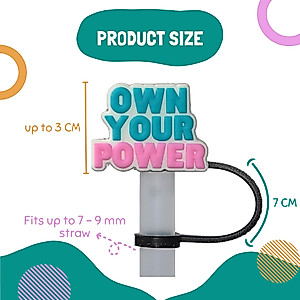 6-pieces Straw Covers for Reusable Straws, Positive Affirmation, Self-Care & Self-Love Designs, Phrase Straw Toppers, Straw Covers Cap for Tumblers, 7-9mm Straws Compatible, Stocking Stuffers