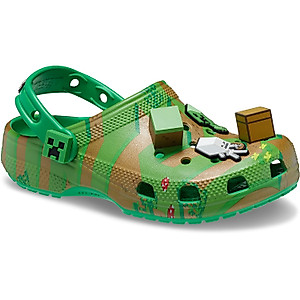 Crocs Classic Minecraft Clogs, Multi Green, 3 US Unisex Little Kid