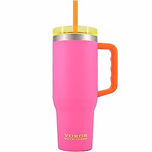 Yukon Outfitters Fit Forty 40oz Double Wall Vacuum Insulated Stainless Steel Tumbler with Reusable Straw & Ergonomic Handle | For Hot or Cold Beverage, Crystal Beach