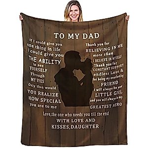 BMDLSPV Gifts for Dad from Daughter to My Dad Blanket Best Gift for Fathers Day Birthday Christmas Valentines Day Bday Present Idea for Father Husband Men Him Healing Thoughts Throw Blanket 60''x50''