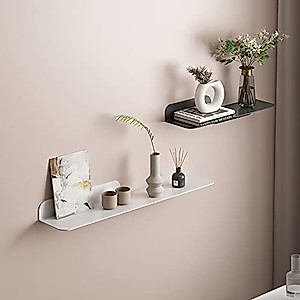 Nordic Style Wrought Iron Shelf on The Wall, Wall-Mounted Bookshelf, One-Word Storage Partition, Suitable for Living Room, Bedroom, Bathroom, Kitchen, Black