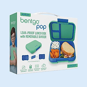 Bentgo® Pop - Bento-Style Lunch Box for Kids 8+ and Teens - Holds 5 Cups of Food with Removable Divider for 3-4 Compartments - Leak-Proof, Microwave/Dishwasher Safe, BPA-Free (Spring Green/Blue)