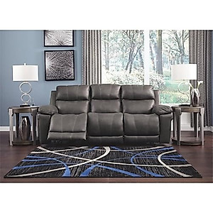 Signature Design by Ashley Erlangen Faux Leather Adjustable Power Reclining Sofa with USB Charging, Gray