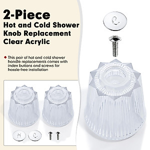 Shower Knob Replacement, Handle Replacement Compatible with Price Pfister Contessa and Windsor Tub and Shower Faucets,Hot and Cold Sink Faucet Knobs Handle Replacement Parts,Clear Acrylic