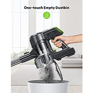 Voweek Cordless Vacuum Cleaner, 6 in 1 Lightweight Stick Vacuum Cleaner with 3 Power Modes, LED Display, Up to 45min Runtime, Vacuum Cleaner for Hardwood Floor Pet Hair Home Car-Olive Green