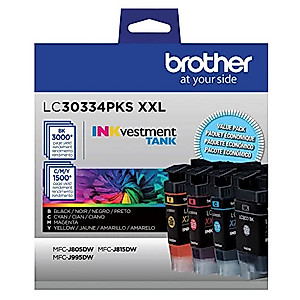 Brother® LC3033 Genuine High-Yield Multi-Pack Ink, Black/Cyan/Magenta/Yellow, Pack Of 4 Cartridges, LC30334PKS