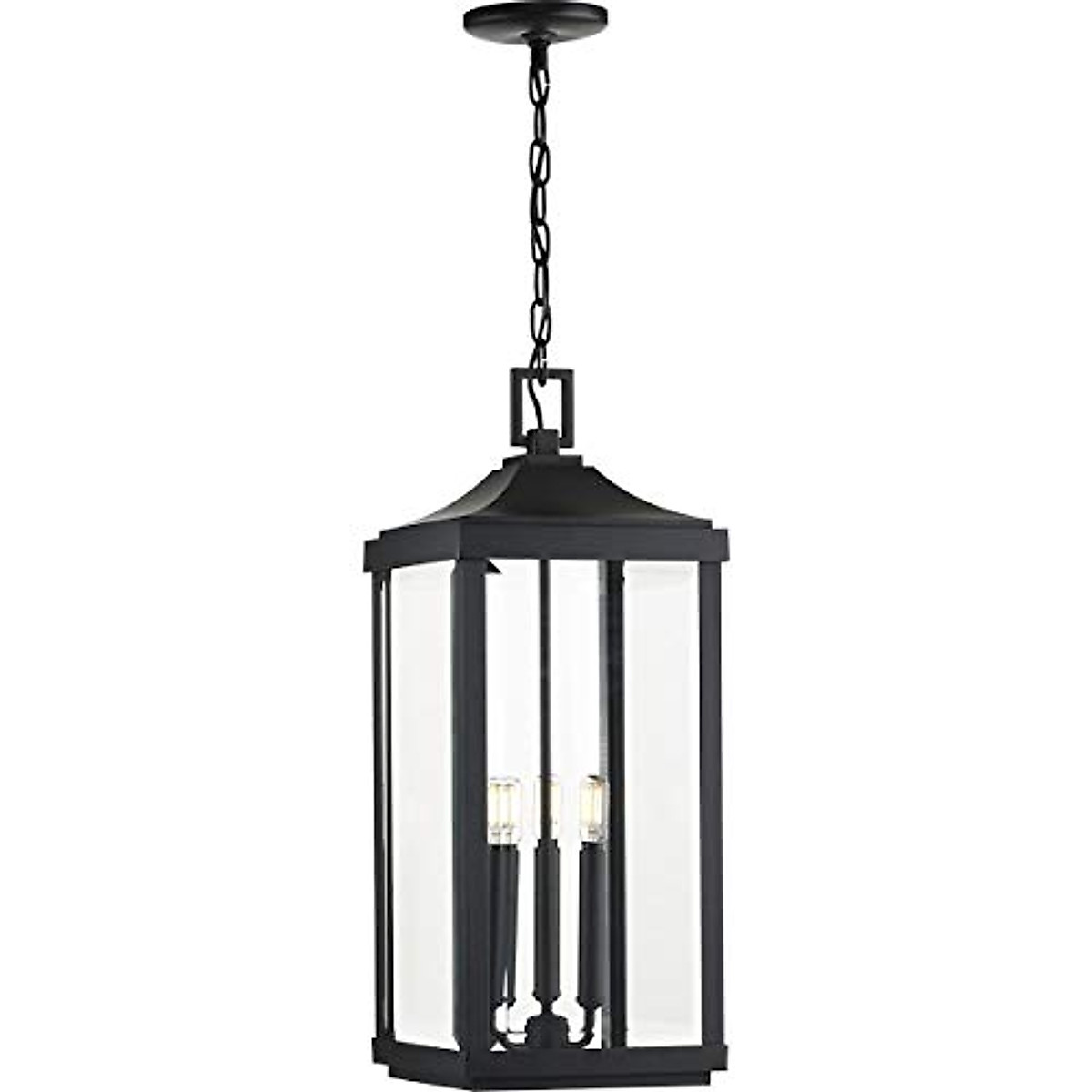 Progress Lighting Gibbes Street Collection 3-Light Clear Beveled Glass New Traditional Outdoor Hanging Lantern Light Textured Black 23.75x9.50x9.50