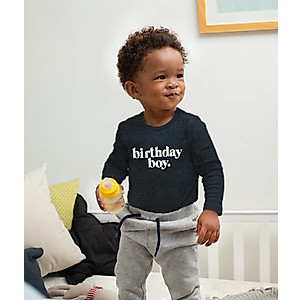 Birthday boy Shirt Toddler Outfit its My Year Old First 1st 2nd 3rd 4th 5th Tshirt (12 Months, Charcoal Black - Long Sleeve)