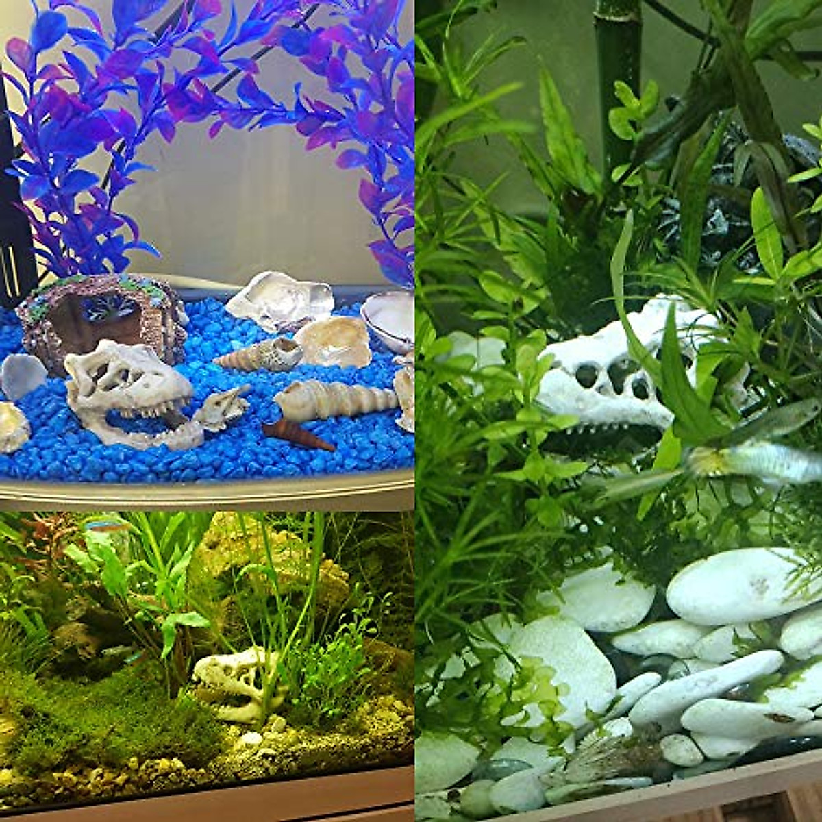 MTGHYARE Dinosaur Aquarium Decorations Skull Aquarium Ornament Mini Dinosaur Mold Decoration Tank Reptile Hide Decor with Holes Aquarium Landscape Reptile Betta Fish Hideout Caves