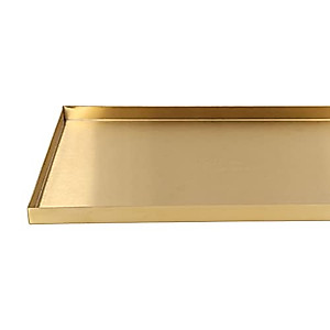 11.9x8.0 in Gold Rectangle Storage Tray Stainless Steel Tea Fruit Trays Desktop Cosmetics Perfume Jewelry Organizer Serving Tray for Home Living Room, Kitchen, Bathroom, Hotel