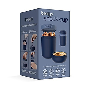 Bentgo® Snack Cup - Reusable Snack Container with Leak-Proof Design, Toppings Compartment, and Dual-Sealing Lid, Portable & Lightweight for Work, Travel, Gym - Dishwasher Safe (Navy)