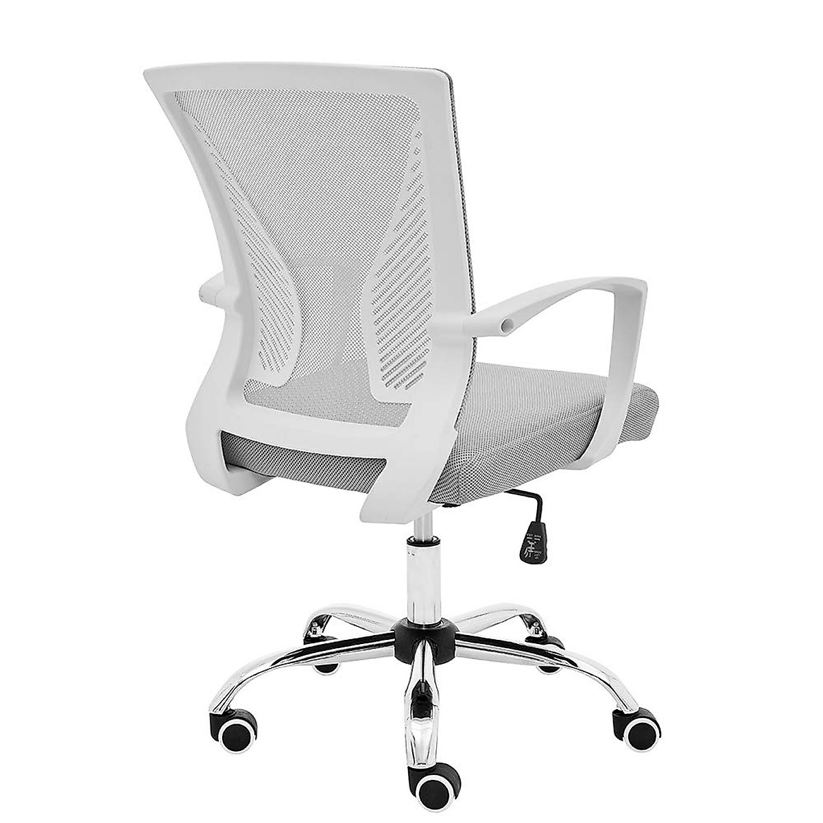 Modern Home Zuna Mid-Back Office Chair - White/Gray, 10.6D x 22.8W x 23.2H Inch
