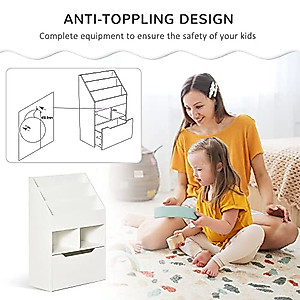 HOMCOM Kids Bookcase Multi-Shelf Rack Organizer with Storage Drawer for Books, Playroom, White