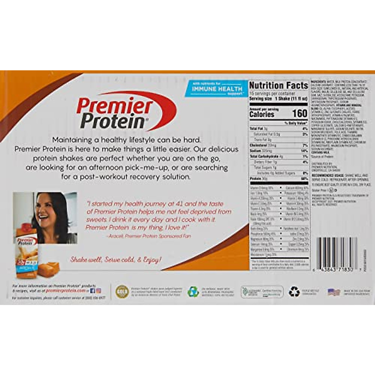 Premier Protein Premier Caramel High Protein Shake, 11 Fl Oz (Pack of 15)