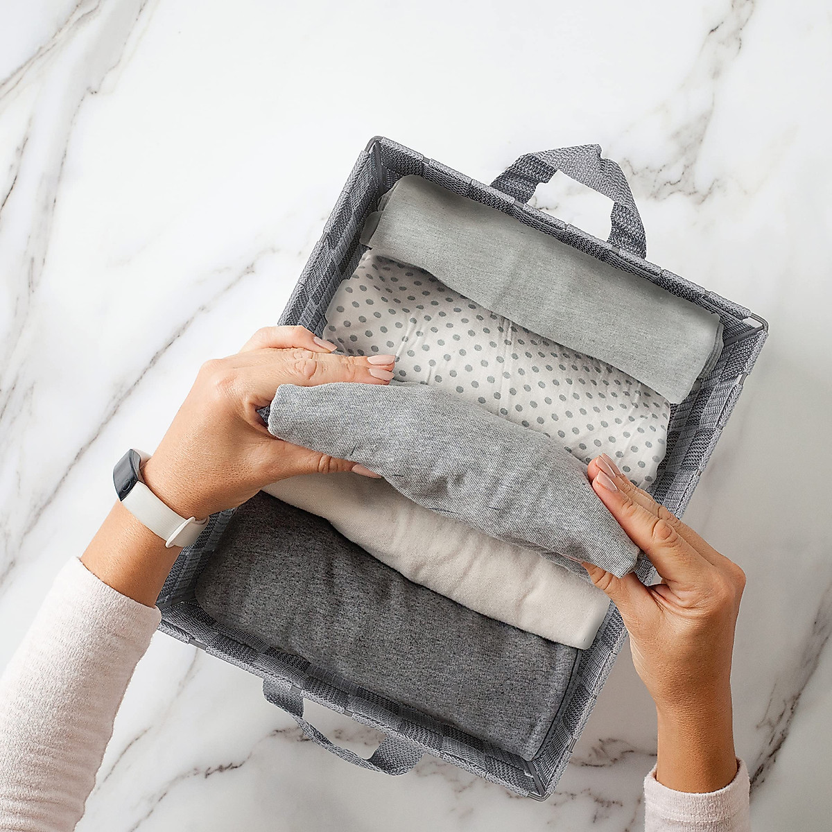 BROOKSTONE [2 PACK] Woven Storage Basket, Organization and Storage Bin with Handles, Metallic Frame for Extra Durability, Suitable for Any Décor Style