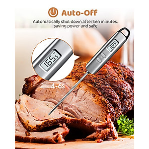 Digital Meat Thermometer, Candy Thermometer for Cooking, Instant Read Food Thermometer with 4.7 Inch Long Probe, Kitchen Thermometer with Protect Sheath Auto-shutoff for Turkey Grill Oven BBQ Smoker