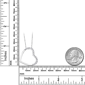 Gem Stone King 925 Sterling Silver Created White Sapphire Personalized Engraved Promise Name Love Heart Shape Pendant Necklace For Women (0.50 Carat with 18 Inch Silver Chain)