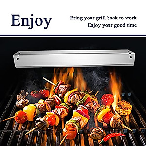 Boloda Grill Heat Plates Shields Replacement Parts, Compatible with Chargriller Char Griller 5050 5650 3001 3008 4000 5072 Grills, 3PCS Stainless Steel Burner Covers, Flavor Bars with Support Bracket