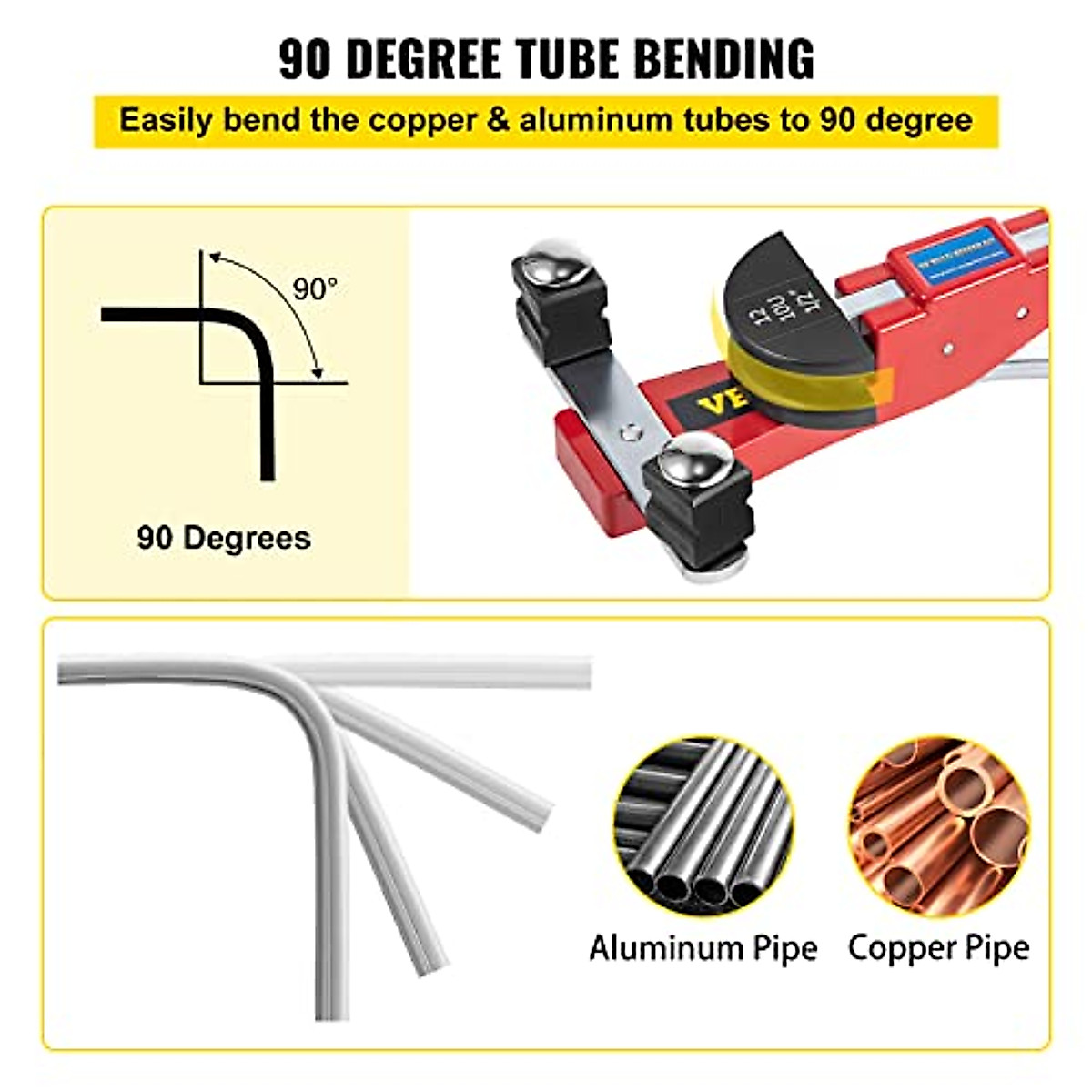 Mophorn Pipe Bender, Tube Bender Kit Hand Tool 1/4 to 7/8 Inch, Refrigeration Ratcheting Tubing Benders 90 Degrees for for HVAC Copper, Aluminum Tubes