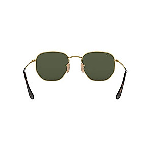 Ray-Ban RB3548N Hexagonal Flat Lens Sunglasses, Gold/G-15 Green, 54 mm
