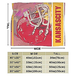 NALIO Kansas City Flannel Throw Blanket ，Football Style Pride Paint Travel Blanket Gifts for Men Women Boy Decor Sofa Bed 50"x40"