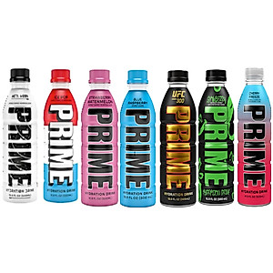 Prime Hydration Sports Drink Variety Pack - Energy Drink, Electrolyte Beverage - Lemon Lime, Tropical Punch, Orange, Grape, Ice Pop, Meta Moon, & Strawberry Watermelon - 16.9 Fl Oz (7 Pack - 7 Flavors)
