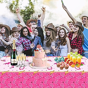 Western Cowgirl Party Supplies, Let's Go Girls Cowgirl Theme Tableware Set Including Tablecloth, Paper, Plates, Napkins, Forks for Western Disco Bachelorette Party Decorations Supplies - Serves 16