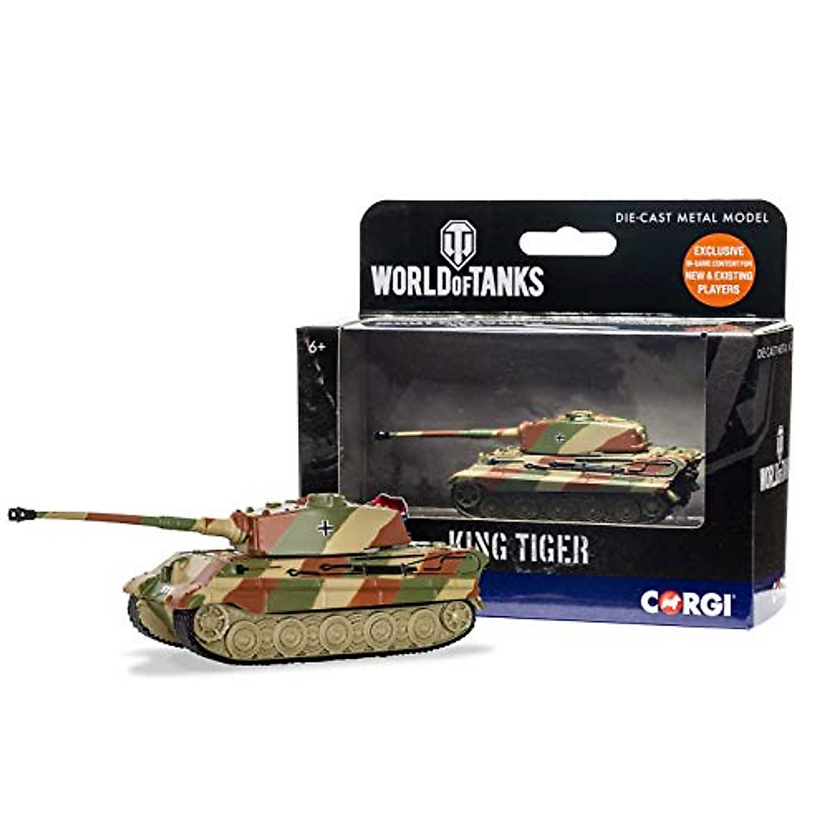 Corgi Diecast World of Tanks King Tiger Tank with in Game Codes Military Fit The Box Scale Model WT91207 Camouflage