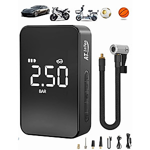 AT1nTen Tire Inflator Portable Air Compressor, Electric Air Pump for Car Tires,Digital Cordless with Gauge Emergency LED Light,Power Bank, 12V DC Faster Inflation Motorcycle Bicycle Auto Shut-Off
