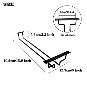 MATILODI 2 Pack 15.8-Inch Long Single Rail Metal Wine Glass Rack - Under Cabinet Stemware Wine Glass Storage Holder with Screws - Wire Wine Glass Hanger for RV Cabinet Kitchen Bar (Gold, 2)