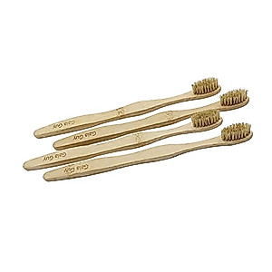 Gaia Guy Natural Bristle Bamboo Toothbrush with Boar Bristles - Totally Biodegradable and Compostable - No Nylon Toothbrushes - Zero Waste 12-Pack