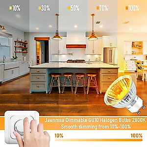 Jaenmsa 50W GU10 Halogen Bulbs for Candle Warmer Lamp, 6Pcs MR16 GU10+c 120v 50w Halogen Light Bulbs 2 Pin Warm White 2800K, Dimmable 50 Watt GU10 Bulbs for Wax Warmer Bulbs,Track Lighting Bulbs