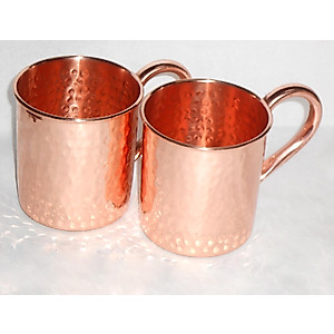 Alchemade 100% Pure Hammered Copper Mug Set - Set of 2 14 Oz Cups For Moscow Mules, Cocktails, Or Your Favorite Beverage - Keeps Drinks Colder, Longer