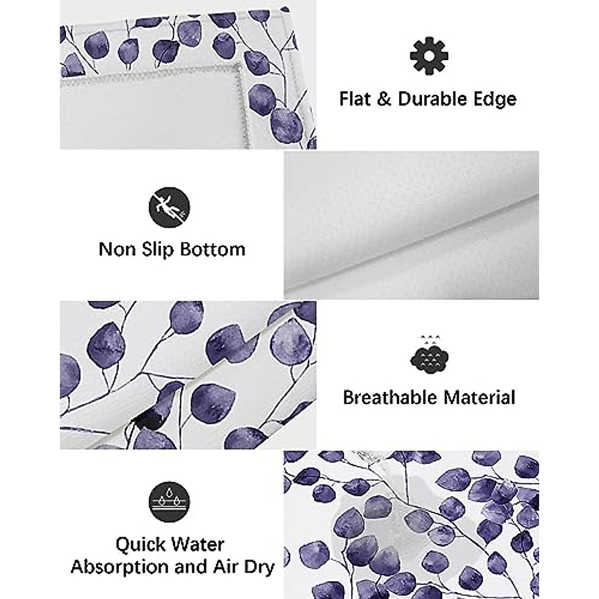 Outdoor Rug for Patio Purple Watercolor Plants Leaves 4'x6' Mat Carpet,Reversible Camping Aera Rugs,Rv,Porch,Deck,Camper,Balcony,Backyard