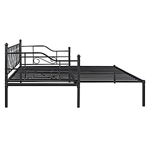Bed Frames Twin, Twin Bed Platform Bed Bed Frame Black Steel with Trundle No Box Required, Easy Assembly 78.7 Inch