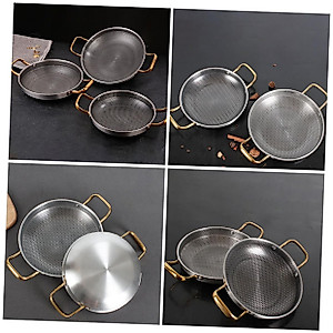 WATIIFUFU Stainless Steel Hong Style Honeycomb Griddle Thickened Seafood Crayfish Rice Pot Creative Double Ear Plate Pan (26cm) Fry Pan Non Stick Frying Pans Honeycomb Skillet