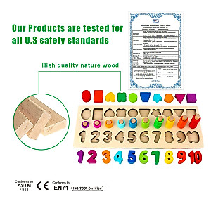 Sendida Montessori Toys for Toddlers, Shape Sorter Number and Math Stacking Blocks Toddlers Learning Toys Gift, Learning Puzzle Toys for Toddlers, Preschool Teaching, Early Education Toy