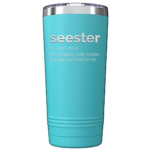 shop4ever Seester Definition Insulated Tumbler 20 oz. with Lid, Stainless Steel Cups Travel Coffee Mug Funny Gift for Sister Best Friend (Teal)