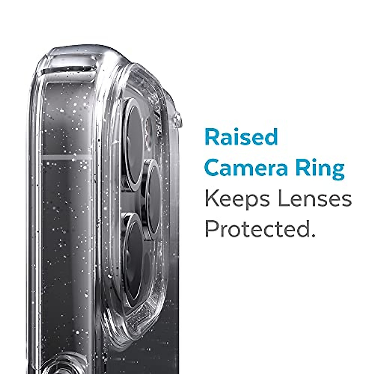 Speck Products Gemshell Glitter iPhone 13 Pro Case, Clear/Clear with Platinum Glitter