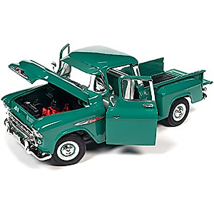 1957 Chevy 3100 Stepside Pickup Truck Ocean Green Hemmings Motor News Magazine Cover Car (August 2016) 1/18 Diecast Model Car by Auto World AW293