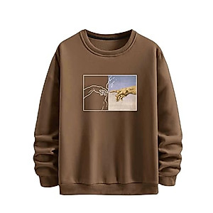 GORGLITTER Men's Vintage Graphic Print Crewneck Sweatshirt Long Sleeve Casual Streetwear Pullover Top Coffee Brown X-Large