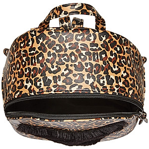 T-Shirt & Jeans Womens Leopard Back Pack with Faux Fur Heart