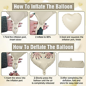 Pink White Heart Balloons,10Pcs Cream Baby Pink Foil Heart Shaped Balloons,18Inch Sand White Pink Helium Mylar Balloons for Valentines,Engagement,Birthday,Baby Shower,Wedding Party Decorations