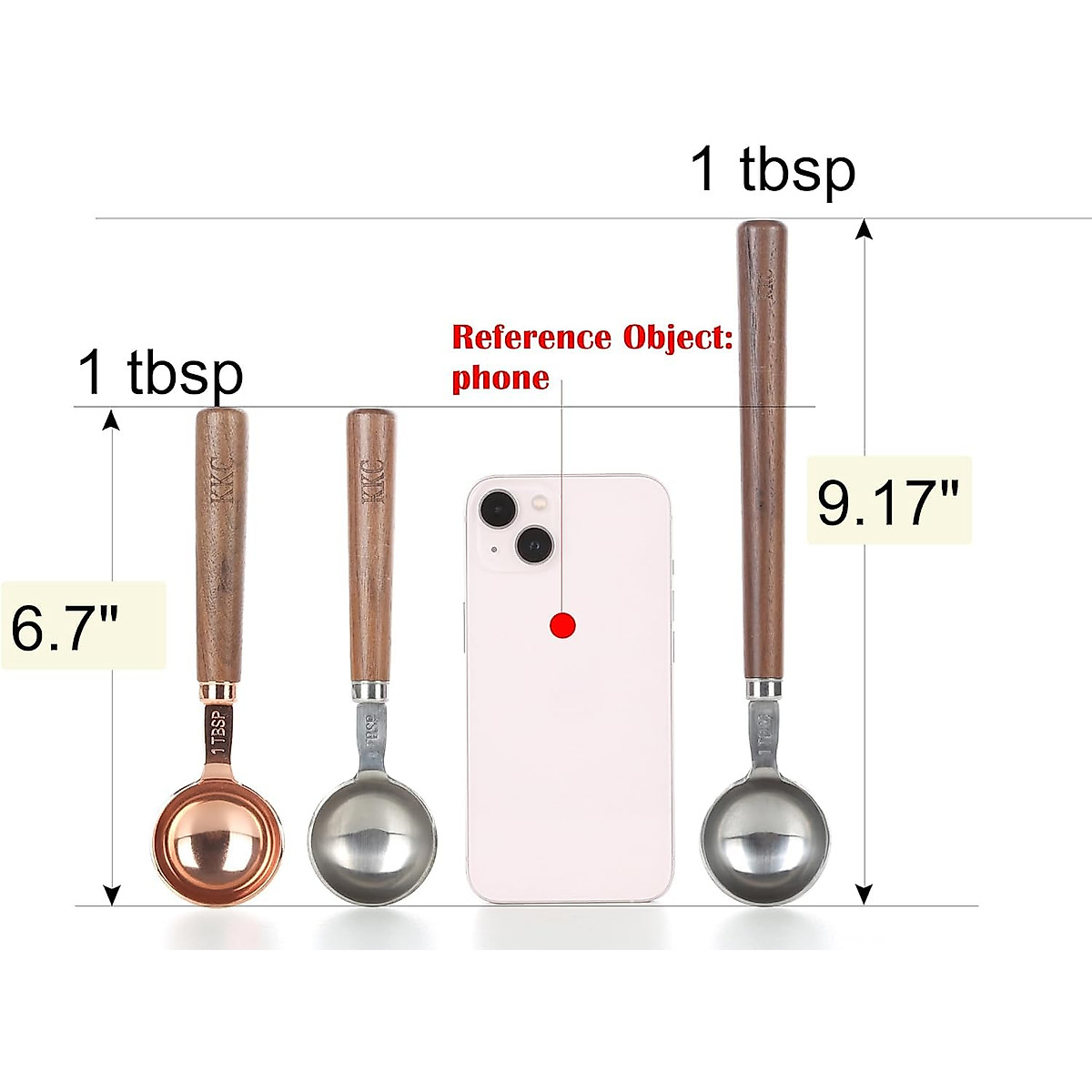 KKC HOME ACCENTS Coffee Scoop for Ground Coffee 1 Tablespoon,Tea Scoop for Loose Tea,Wood Long Handle Coffee Bean Scoop, Long Handle Coffee Measuring Spoon,Gold,1 tbsp,6.7 inch