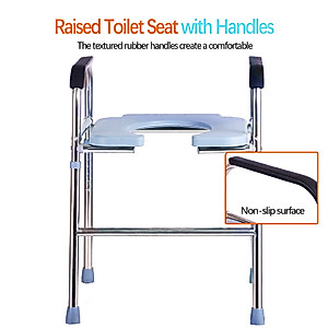 Raised Toilet Seat with Handles for Elderly, Toilet Seat Risers, Elevated Toilet Seat, Handicap Seniors Toilet Seat, Adjustable Height, Hold Up to 330 lbs