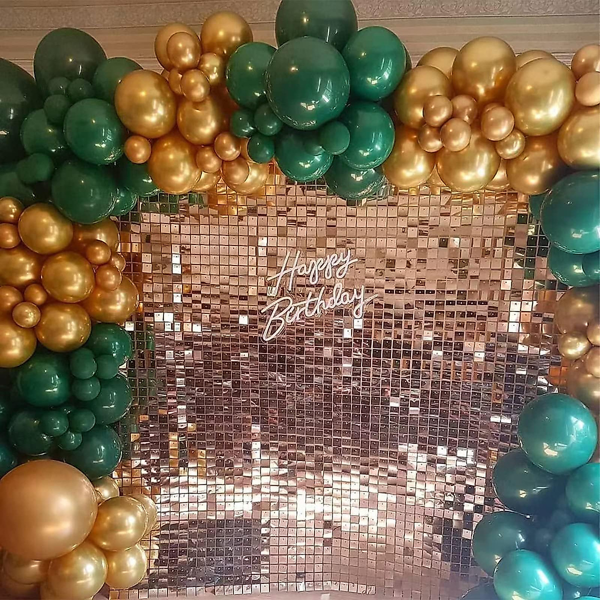 Green and Gold Balloons, 60Pcs 12 Inch Metallic Gold Emerald Forest Hunter Dark Green Balloons, Latex Helium Party Balloons for Wedding Birthday Graduation Anniversary Jungle Safari Party Decorations