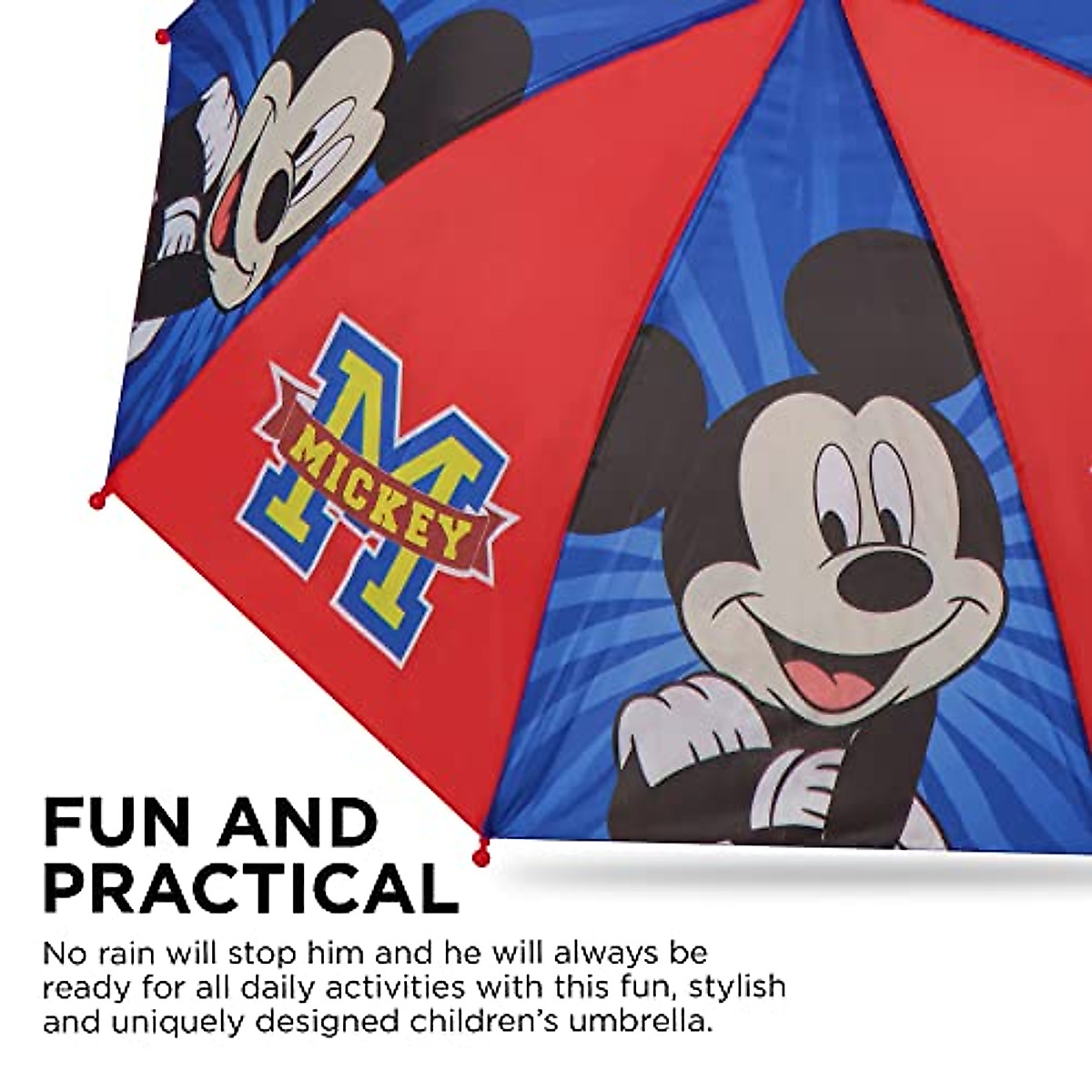 Disney Boys Umbrella and Poncho Raincoat Set, Mickey Mouse Kids Rain Wear For Kids Ages 4-5