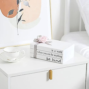 Be Kind Home Decor - Set of 3 White Books for Stacking and Staging on Shelves and in Rooms