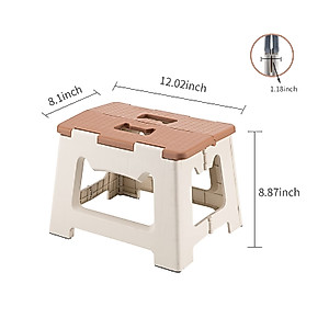 M Crumt Kitty Folding Stool, 9 Inches, Non-Slip Folding Step Stool,Great for Kitchen, Bathroom, Bedroom, Kids or Adults (Khaki)