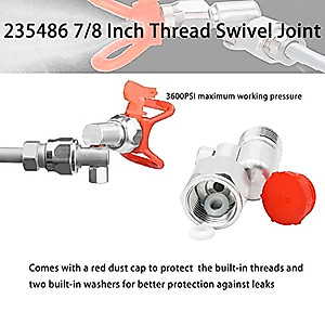 YESHINDA 235486 7/8 Inch Thread 180 Degree Rotation Swivel Joint for Airless Paint Spray Gun Swivel Joint